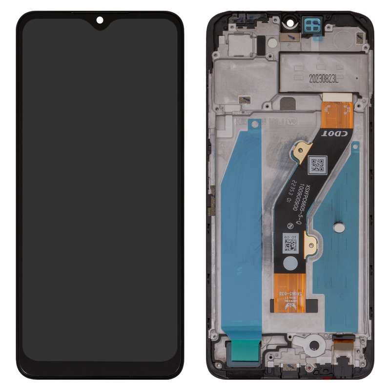 LCD compatible with Tecno Spark 10C, (black, with frame, Original (PRC ...
